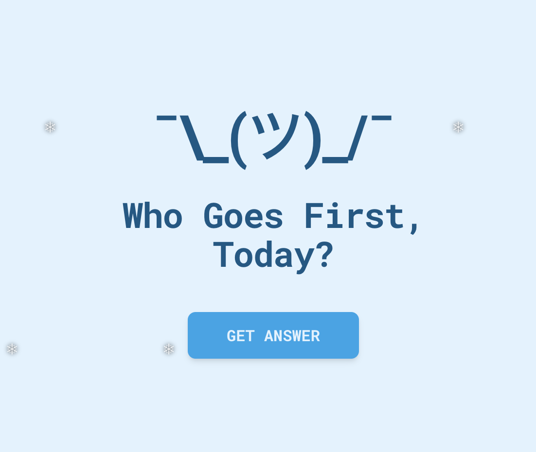 Who Goes First, Today?